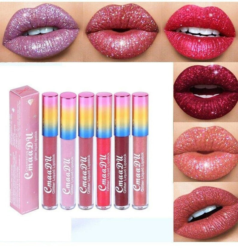 CmaaDU Glitter Liquid Lipstick Matte Waterproof Long Lasting Lip Gloss